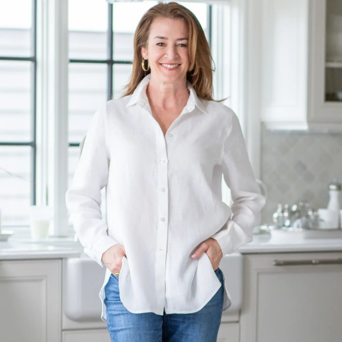 Cameron Linen Button Down Blouse – Arabella