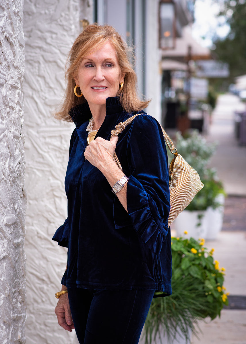 Ruffle Neck Velvet Tunic – Arabella