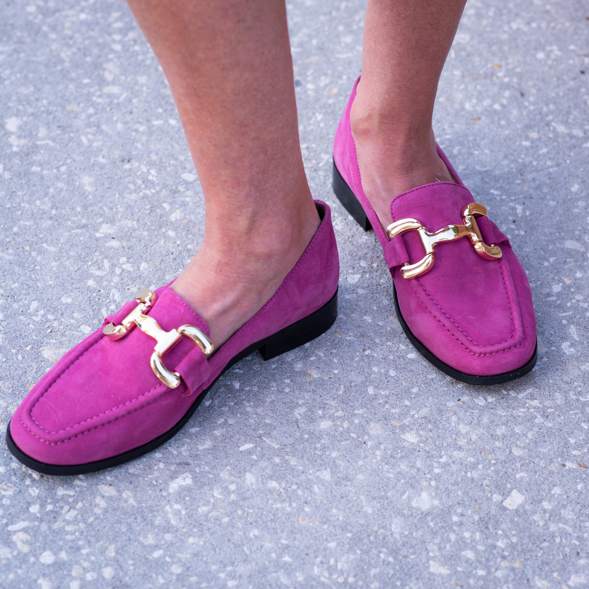 'About It' Fuchsia Suede Loafer – Arabella