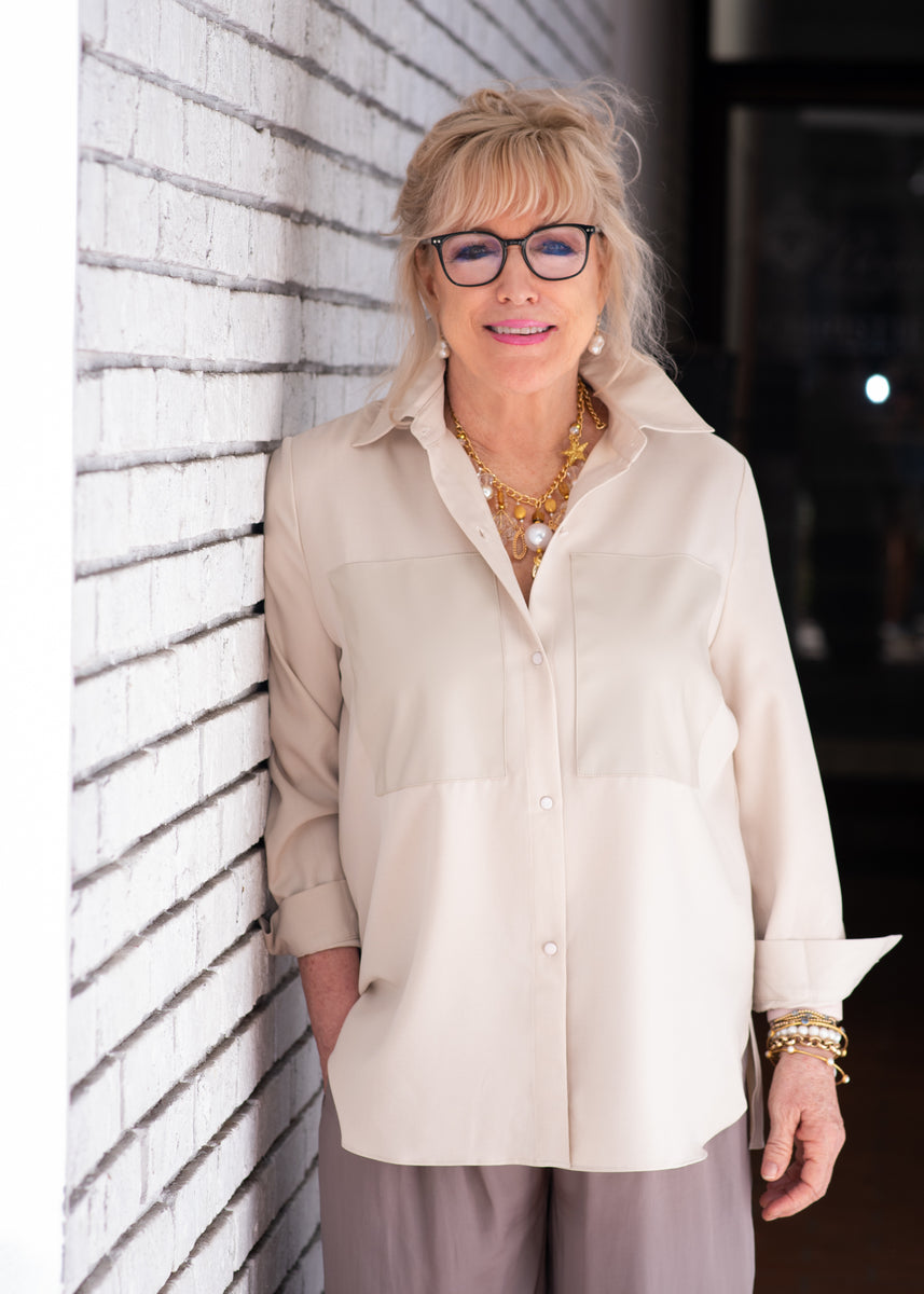 Willa Top With Leather Patches – Arabella